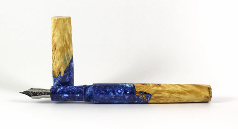 Blue & White swirl Box Elder Burl Hybrid Fountain Pen – Gilbert House Pens