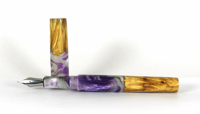 Purple swirl Box Elder Burl Hybrid Fountain Pen – Gilbert House Pens