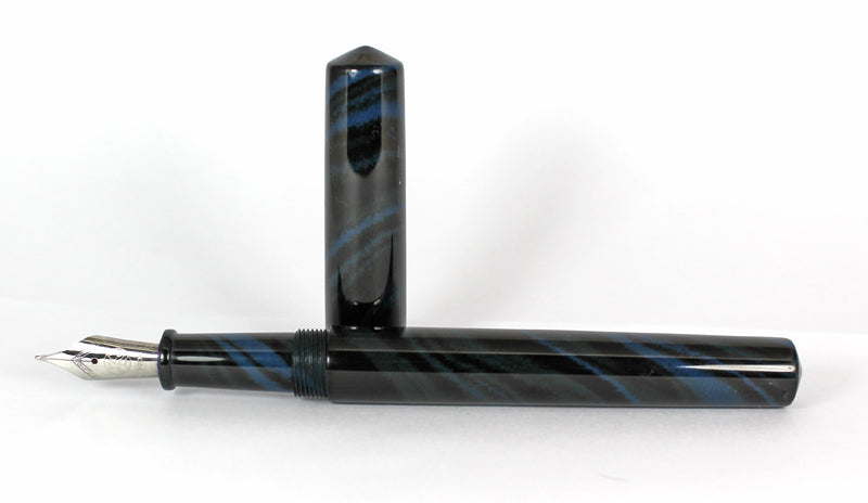 Japanese Nikko Blue & Black Mottled Ebonite Wolfson Fountain Pen ...